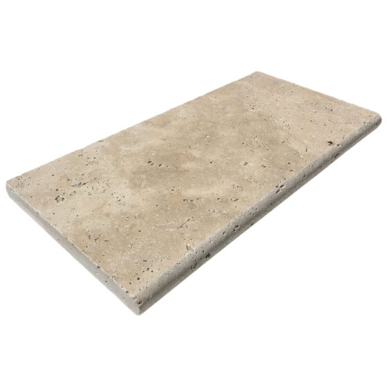 Pavilion Travertine 12" x 24" x 1.2" Tumbled Pool Coping - Outdoor Stone